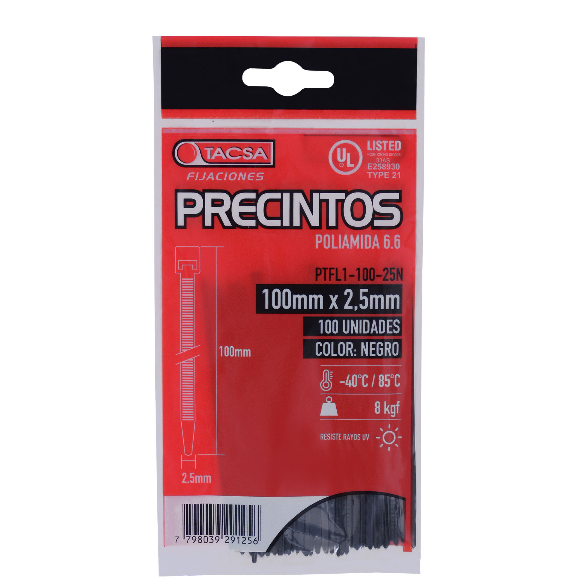 Precintos Tacsa 100 mm. x 2,5 mm. 100 u. - Carrefour
