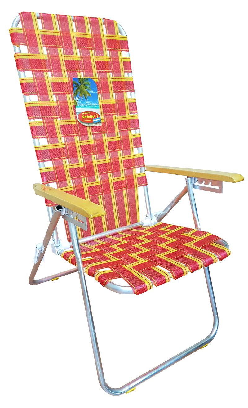 Reposera alta reclinable Solcito aluminio roja y amarillo - Carrefour