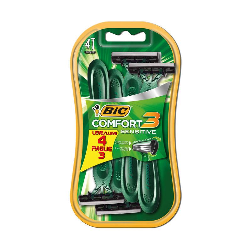 Máquina de afeitar Bic Comfort 3 sensitive 4 u. - Carrefour