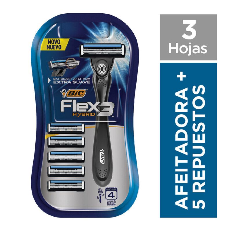 Máquina de afeitar Bic flex 3 hybrid 5 u. - Carrefour