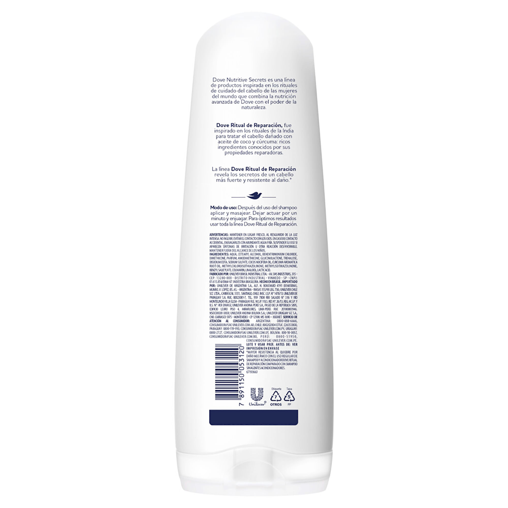 Acondicionador Dove ritual de reparación coco y cúrcuma 400 ml. - Carrefour
