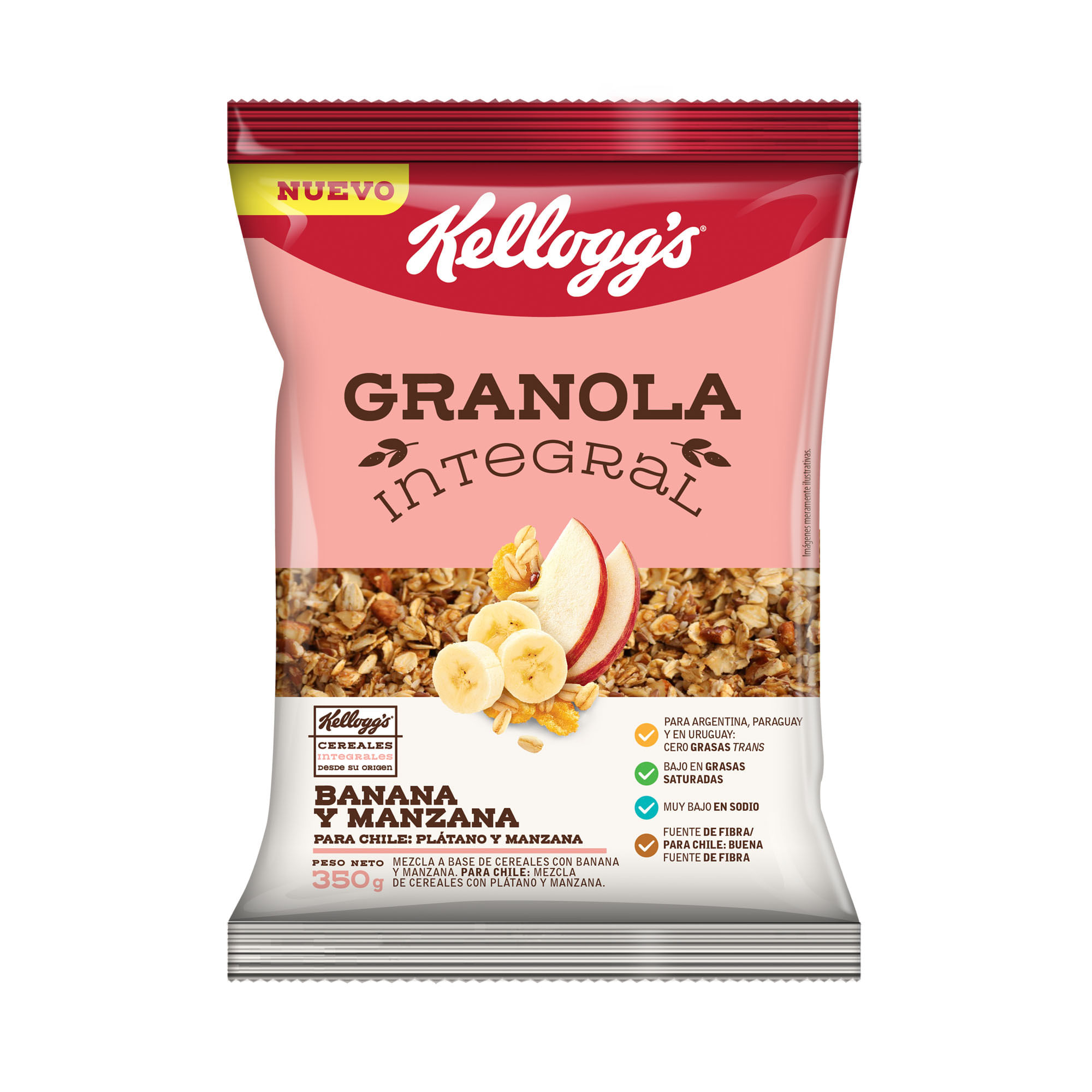 Granola integral kellogg's musli banana y manzana 350 g. - Carrefour