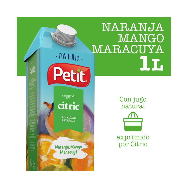 Jugo de naranja mango y maracuyá Petit sin azúcar agregada 1 l. - Carrefour