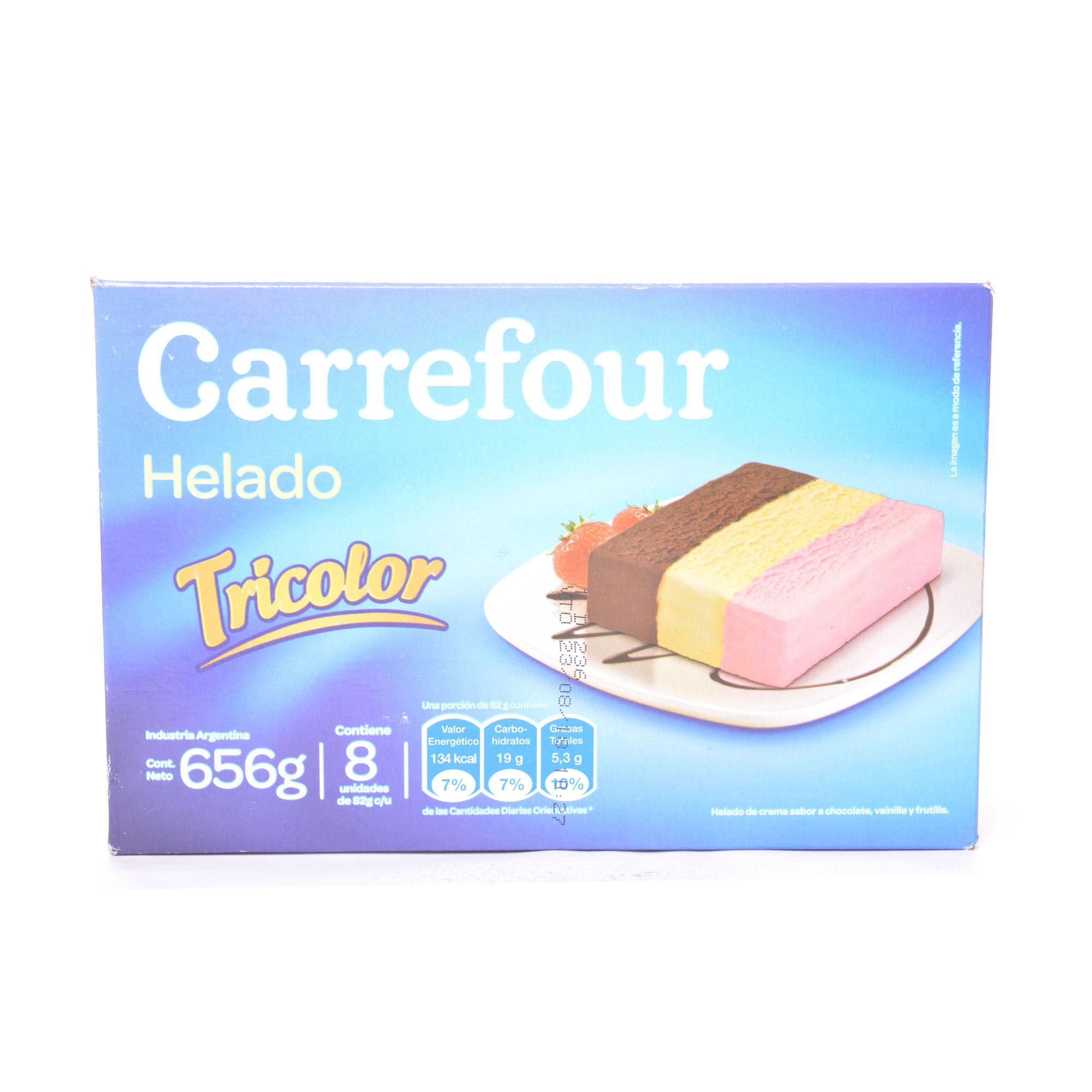 Postre helado Carrefour tricolor 656 g. - Carrefour