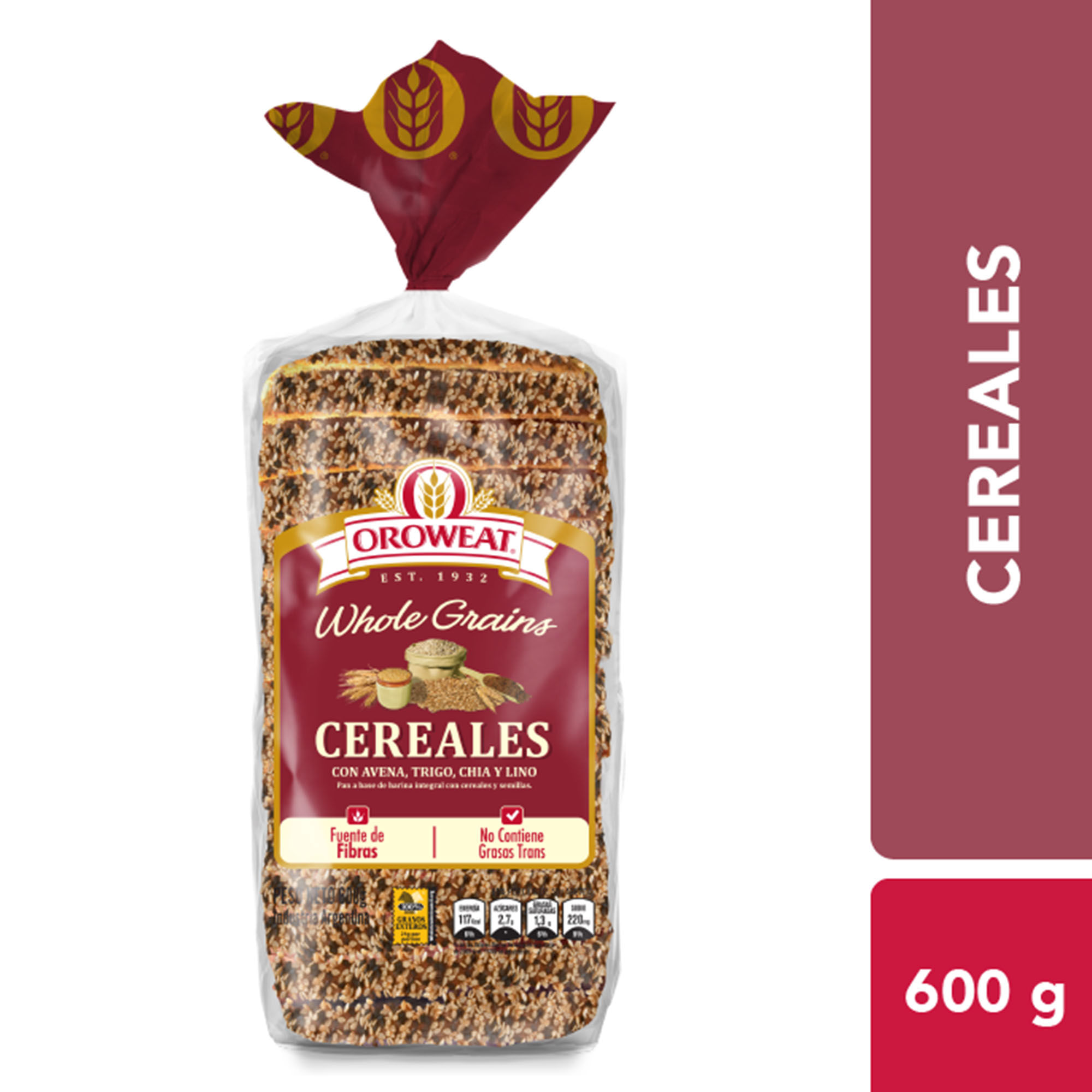 Pan de mesa Oroweat cereales avena chia lino trigo 600 g. - Carrefour