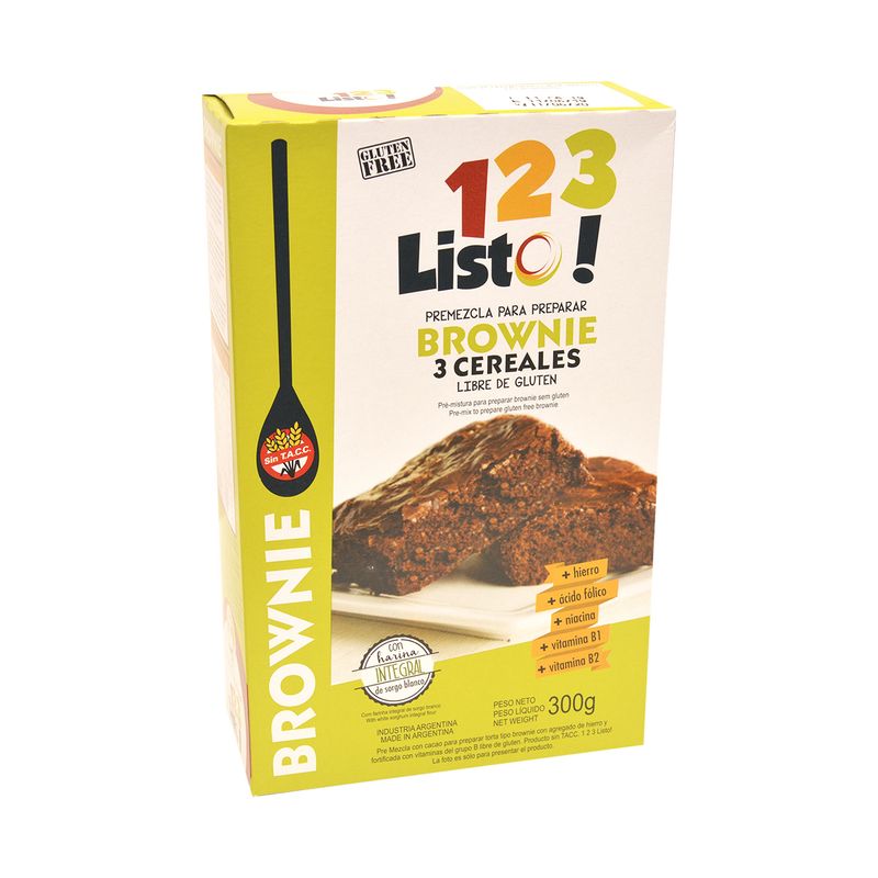 Premezcla para brownie 123 Listo 300 g. sin TACC - Carrefour