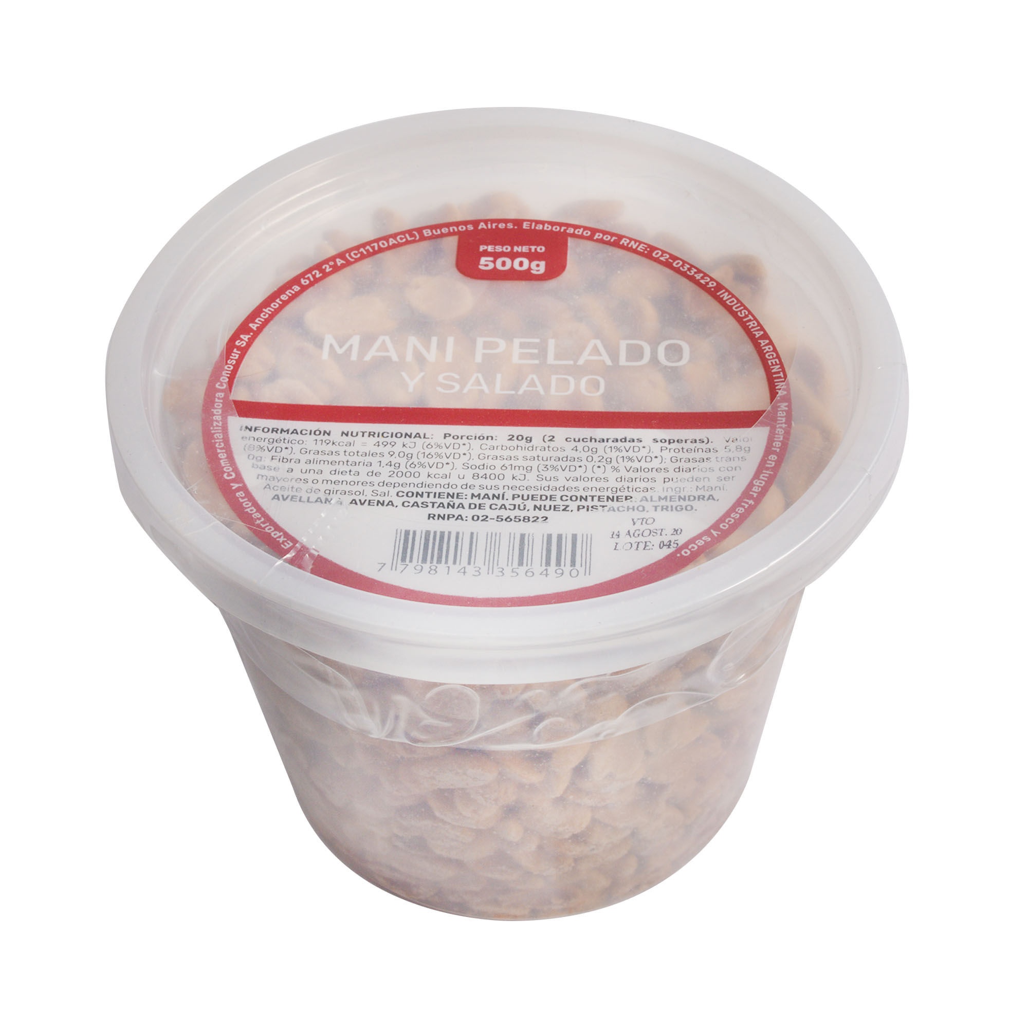 Maní pelado y salado 500 g. - Carrefour