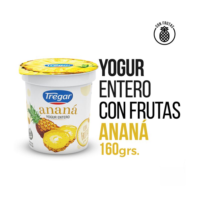 Yogur firme entero Tregar ananá 160 g. - Carrefour