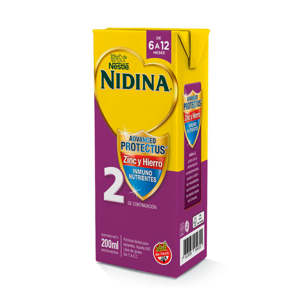 Leche larga vida fluida infantil Nidina 2 200 cc. - Carrefour
