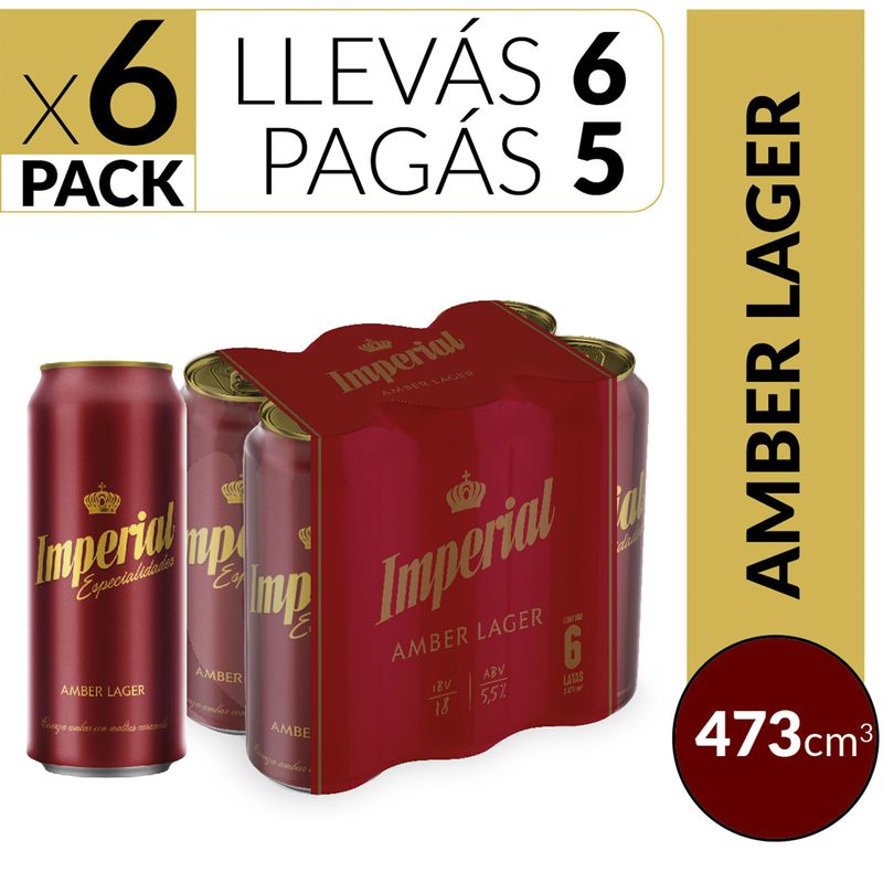 Cerveza rubia Imperial amber lager 6 u. x 473 cc. - Carrefour
