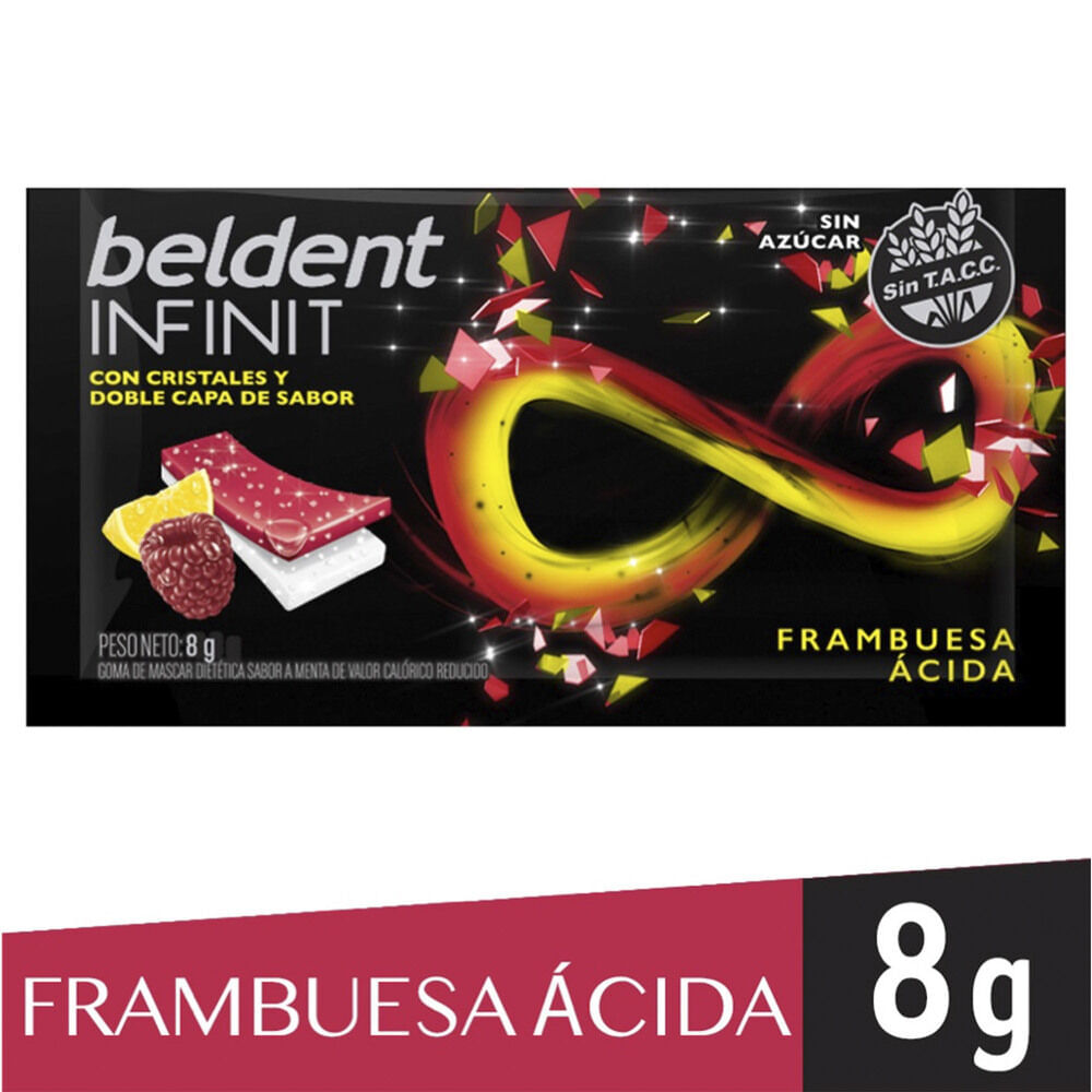 Chicles Beldent Infinit frambuesa ácida 8 g. - Carrefour