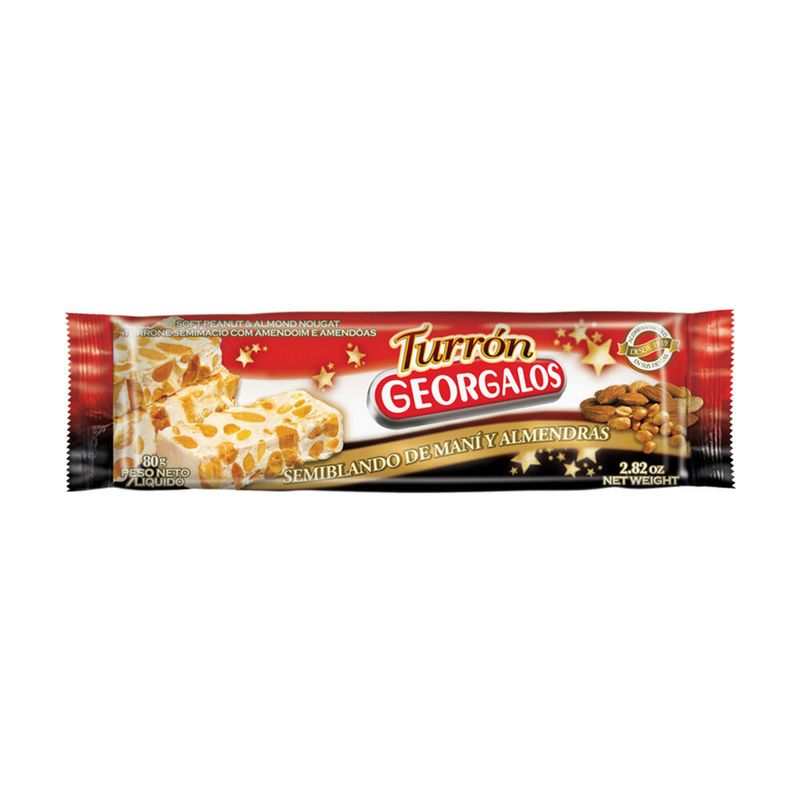 Turrón de Maní y almendras semiblando Georgalos 80 g. - Carrefour