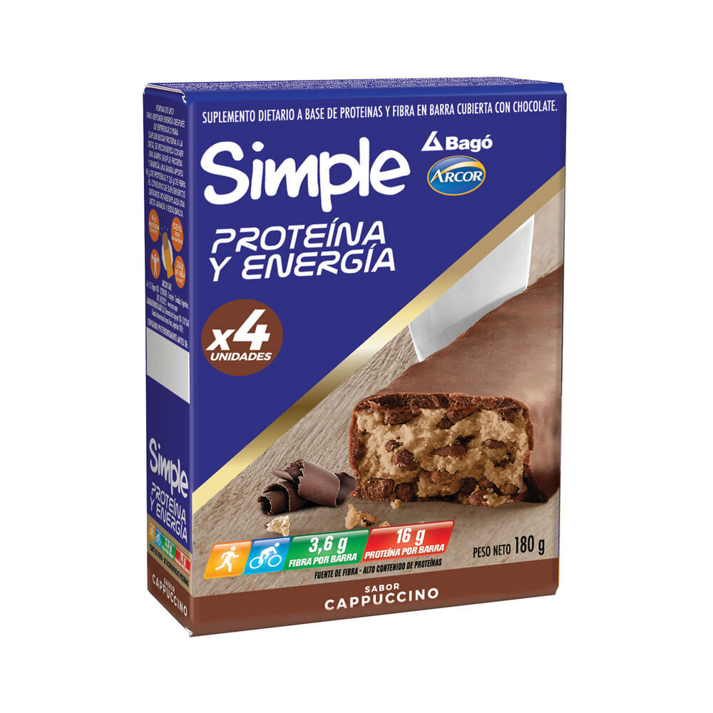 Barra Simple proteína y energía cappuccino 180 g. - Carrefour