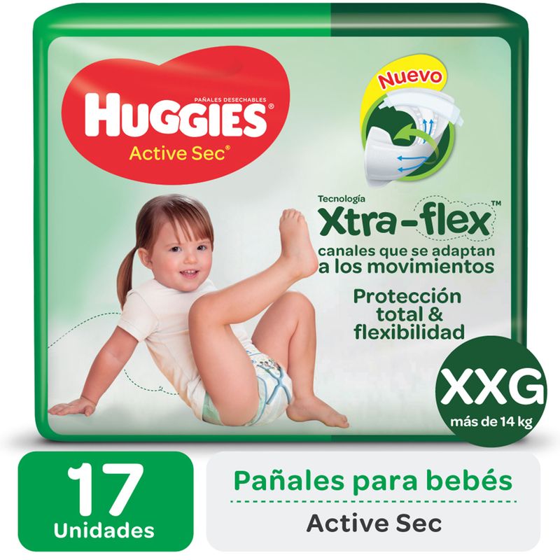 Pañales Xxg Active Sec Mega Huggies X 17 Uni Carrefour