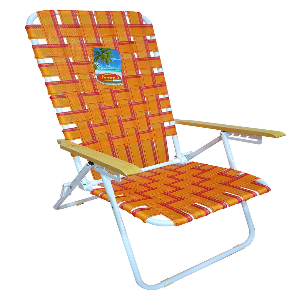 Reposera alta reclinable Solcito acero roja y naranja - Carrefour