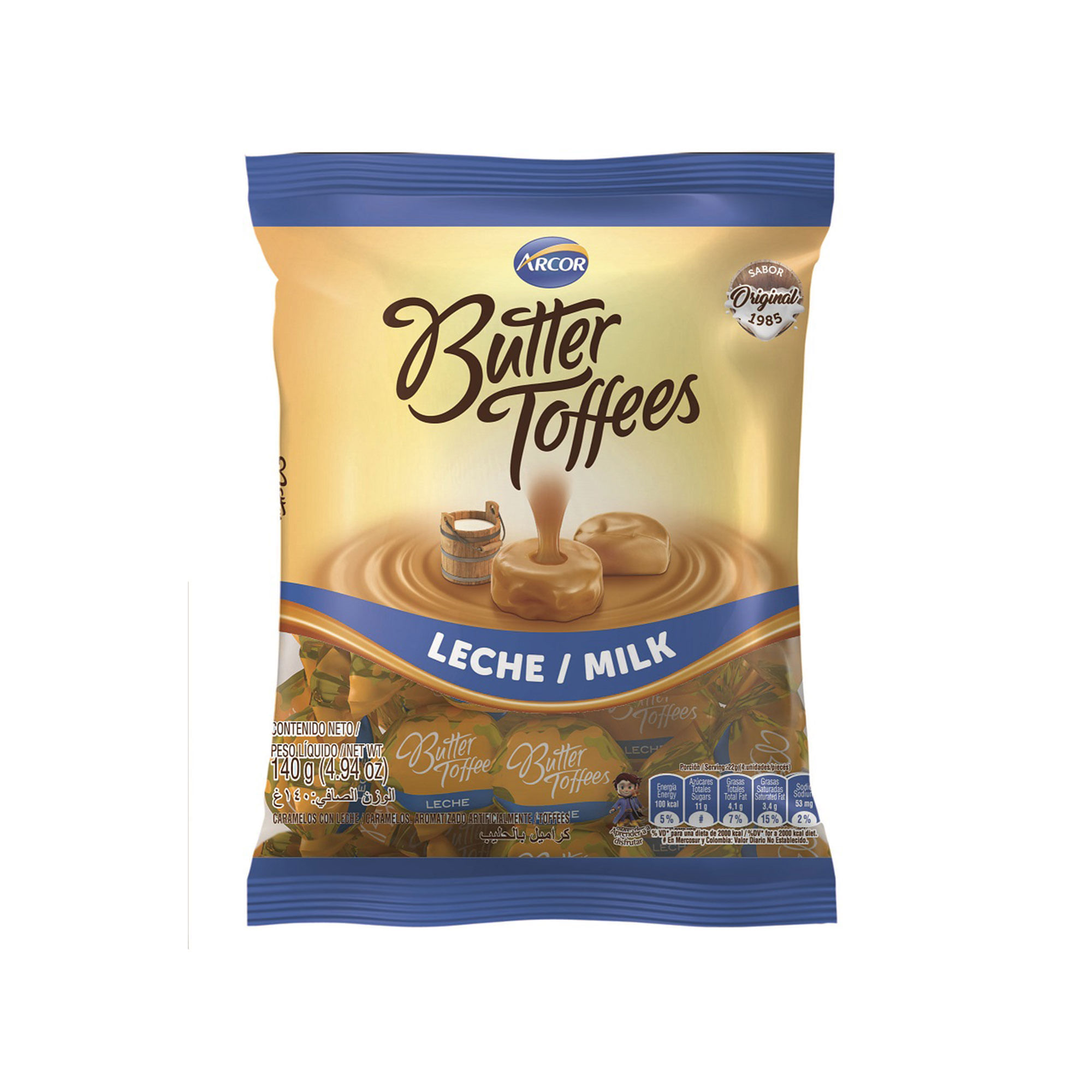 Caramelos de leche butter toffees bolsa Arcor 140 g.