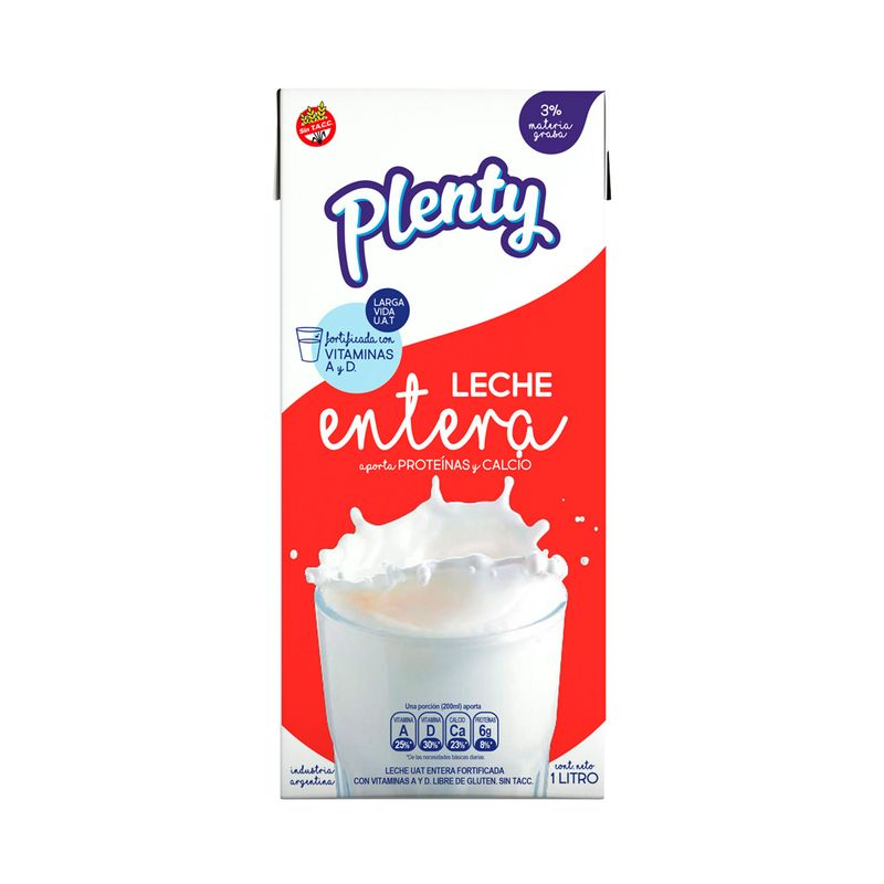 Leche UAT entera Plenty sin TACC tetra brik 1 l. - Carrefour