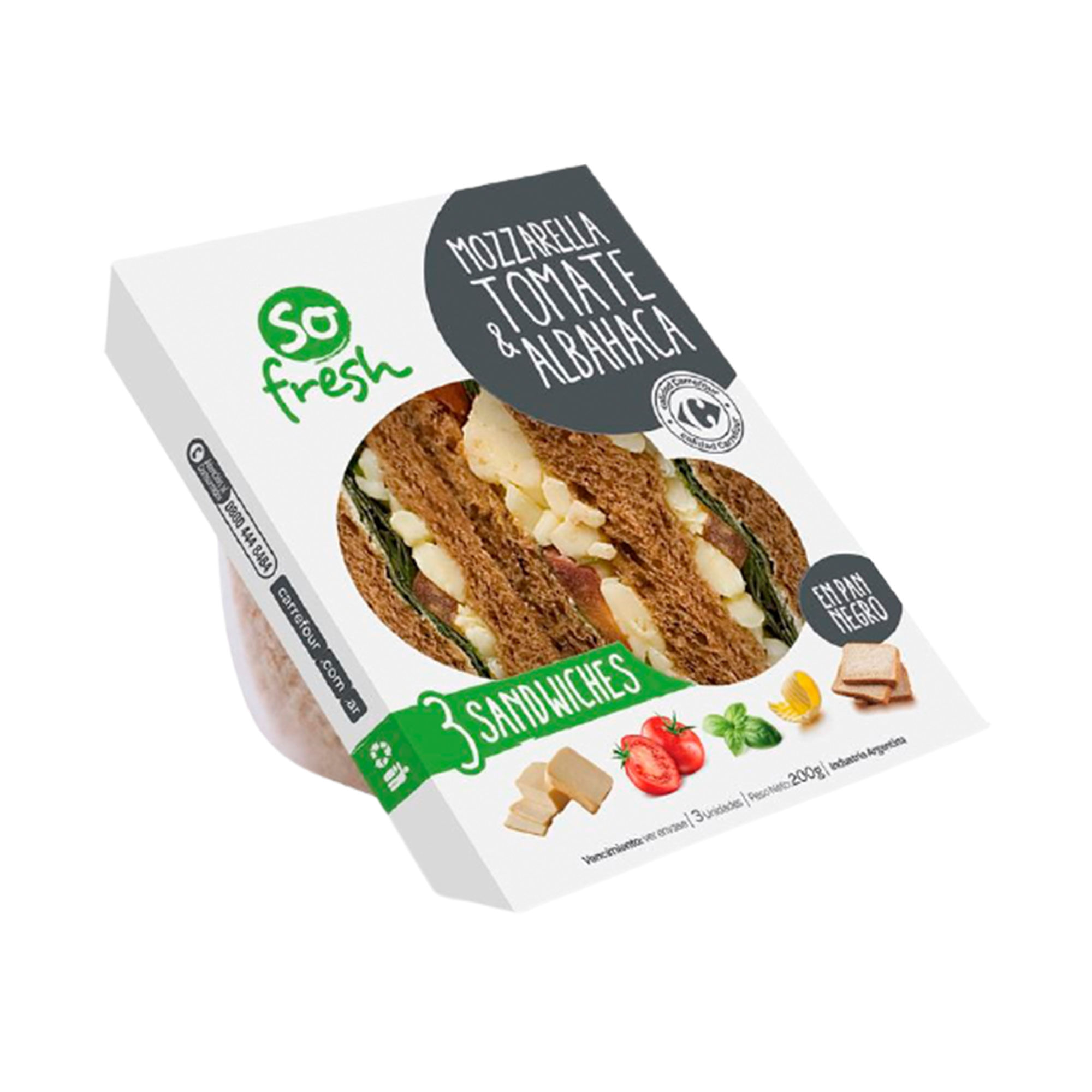 Sandwich triángulo caprese So Fresh x 3 uni - Carrefour