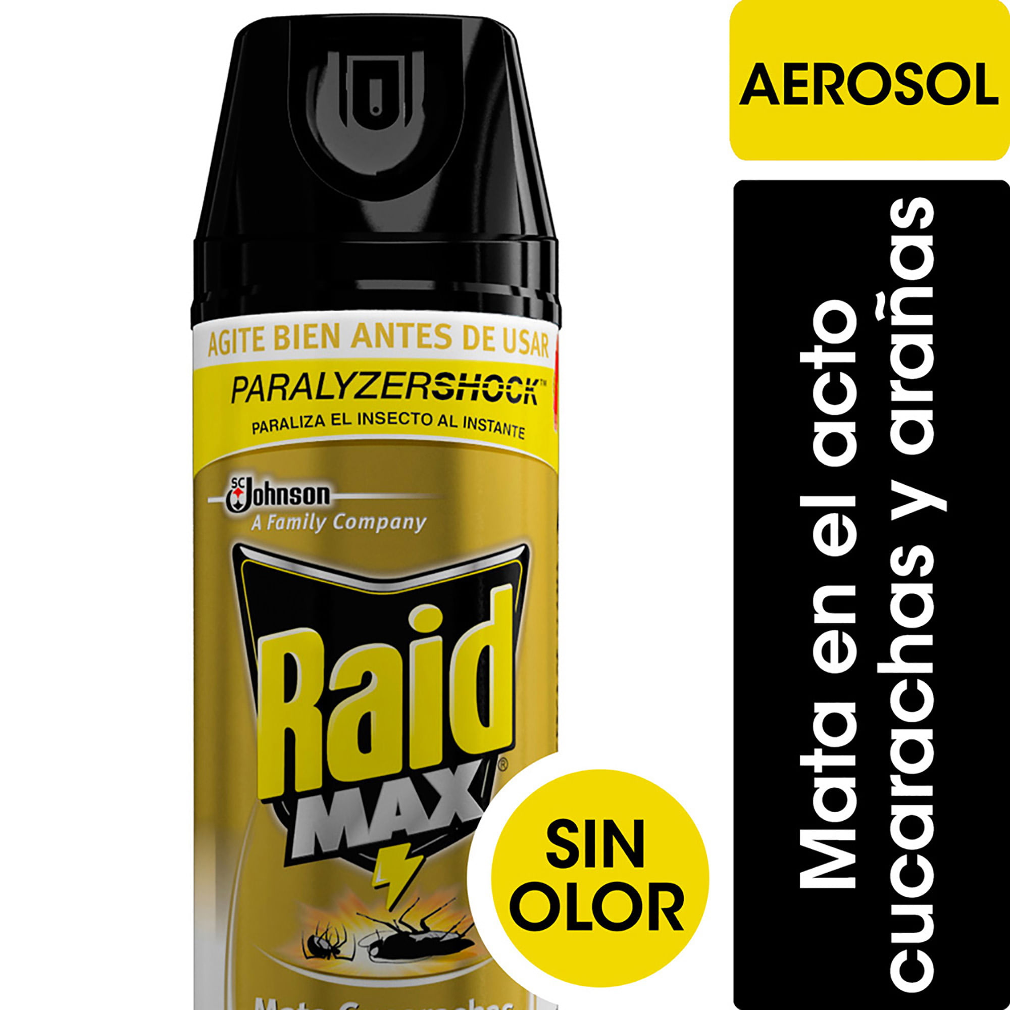 Insecticida Raid mata cucarachas y arañas sin olor max en aerosol 360 cc. - Carrefour