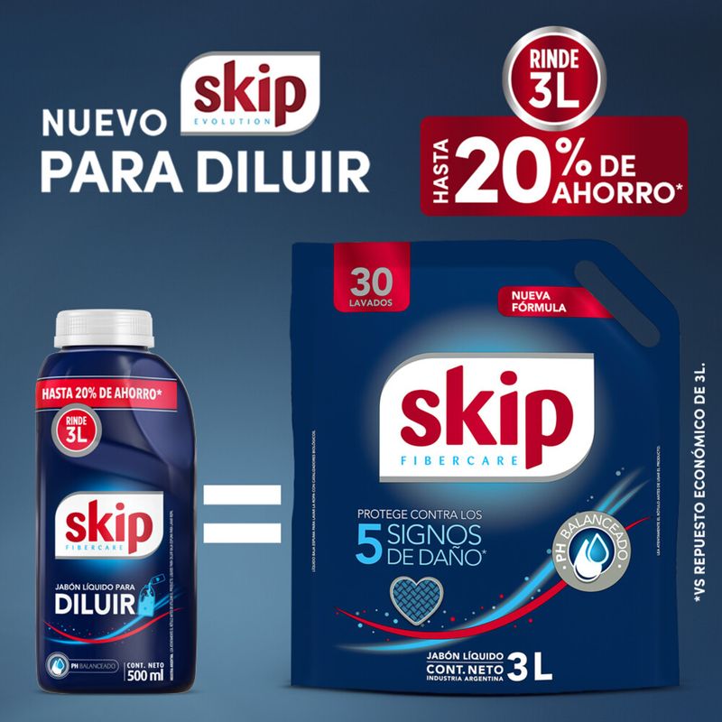 Jabón líquido Skip ropa para diluir fibercare botella 500 cc. - Carrefour
