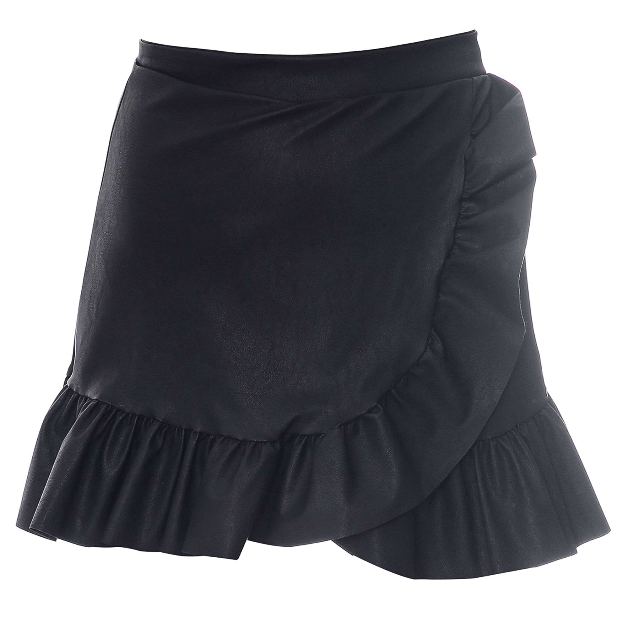 Pollera Tex simil cuero con volado mujer - Carrefour