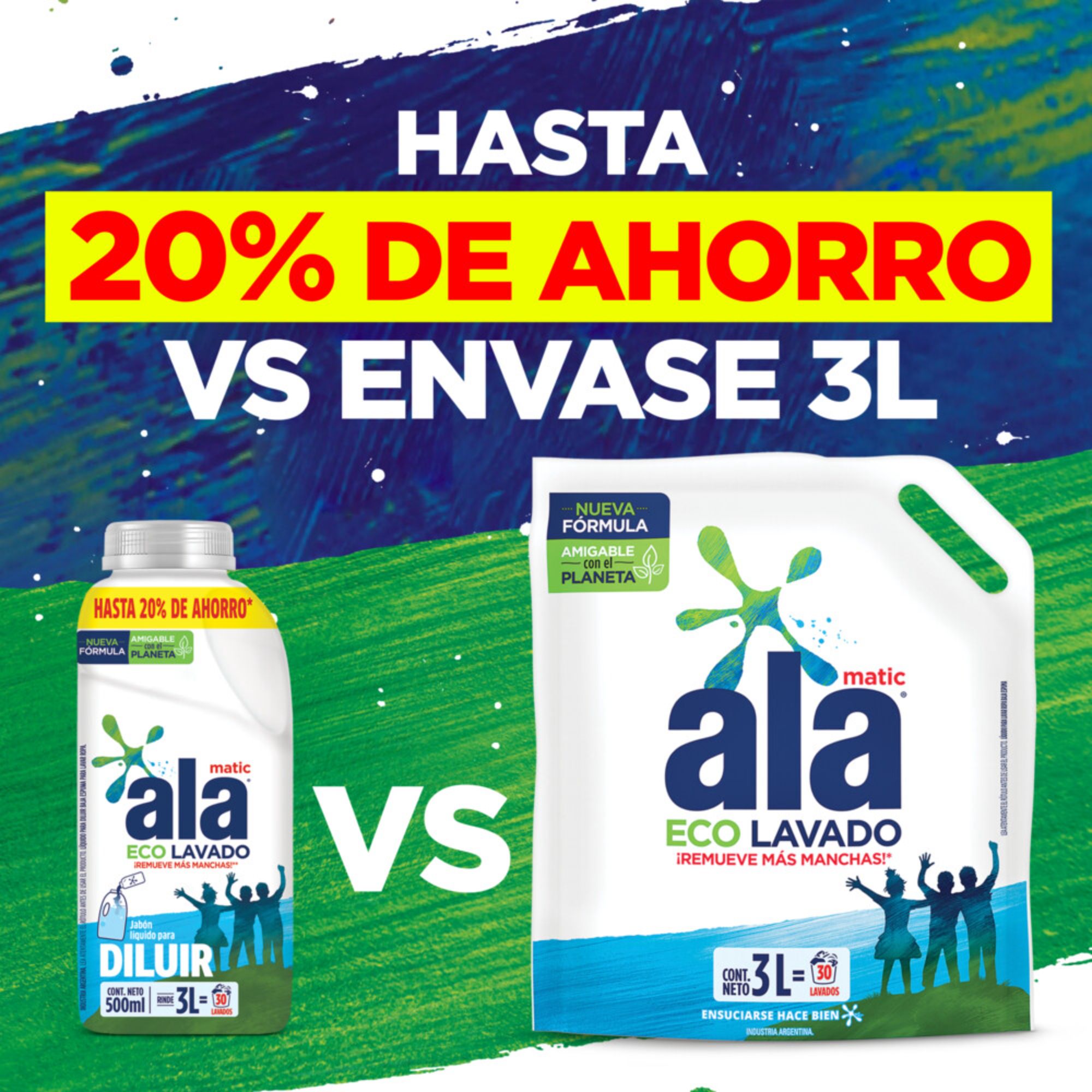 Jabón líquido Ala para diluir 500 ml + botella reutilizable 3 l ...