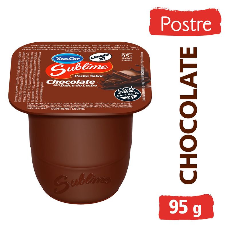 Postre Sancor chocolate c dulce de leche sublime pote 95 g. - Carrefour