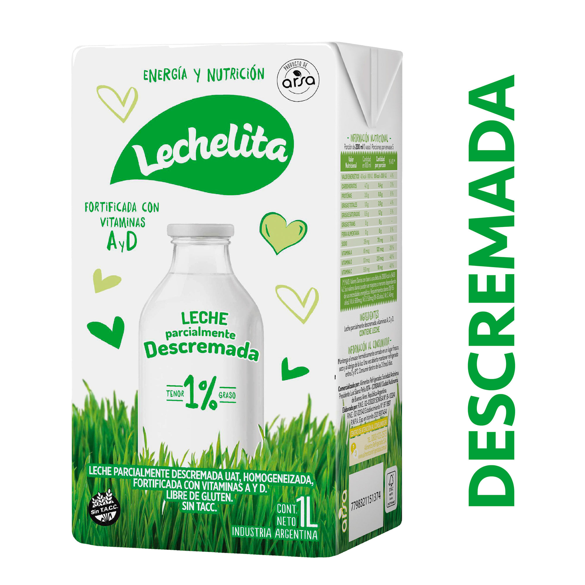 Leche descremada Lechelita uat tetra 1 l. - Carrefour