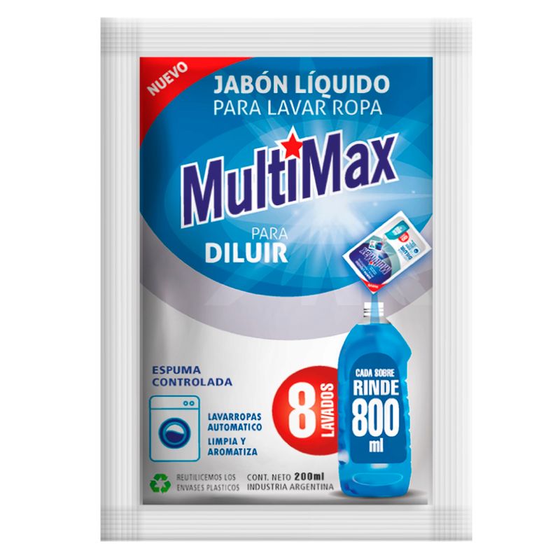 Jabón líquido para ropa Multimax para diluir concentrado (rinde 800 ml ...