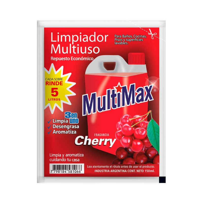 Limpiador multiuso Multimax para diluir cherry (rinde 5 litros) 150 ml ...