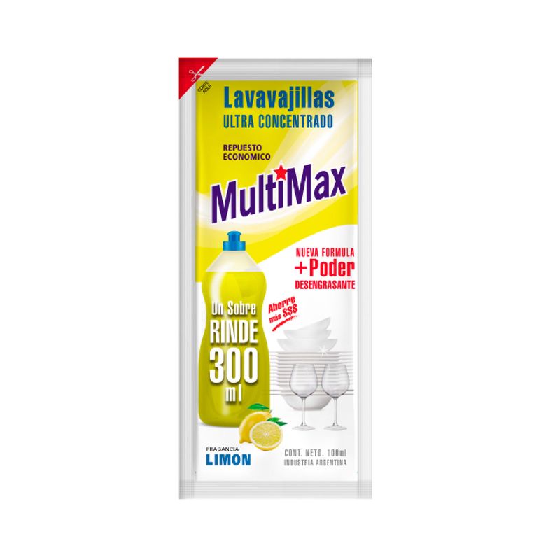 Lavavajillas detergente Multimax para diluir limón (rinde 300 ml.) 100 ...