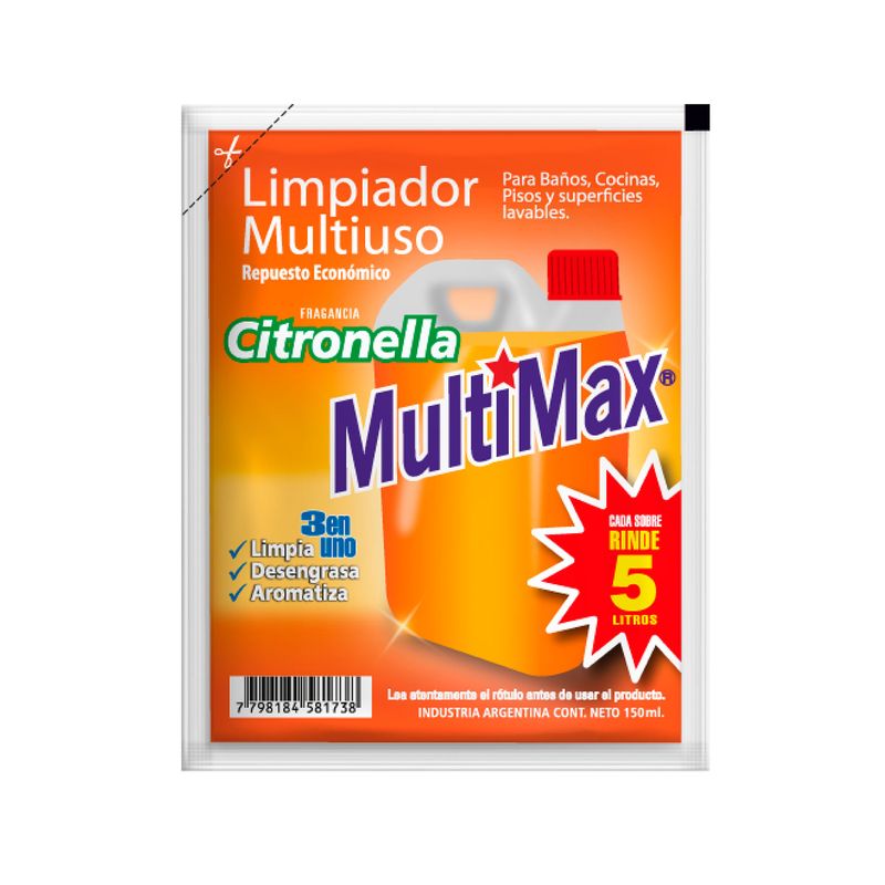 Limpiador multiuso Multimax para diluir citronella (rinde 5 litros) 150 ...