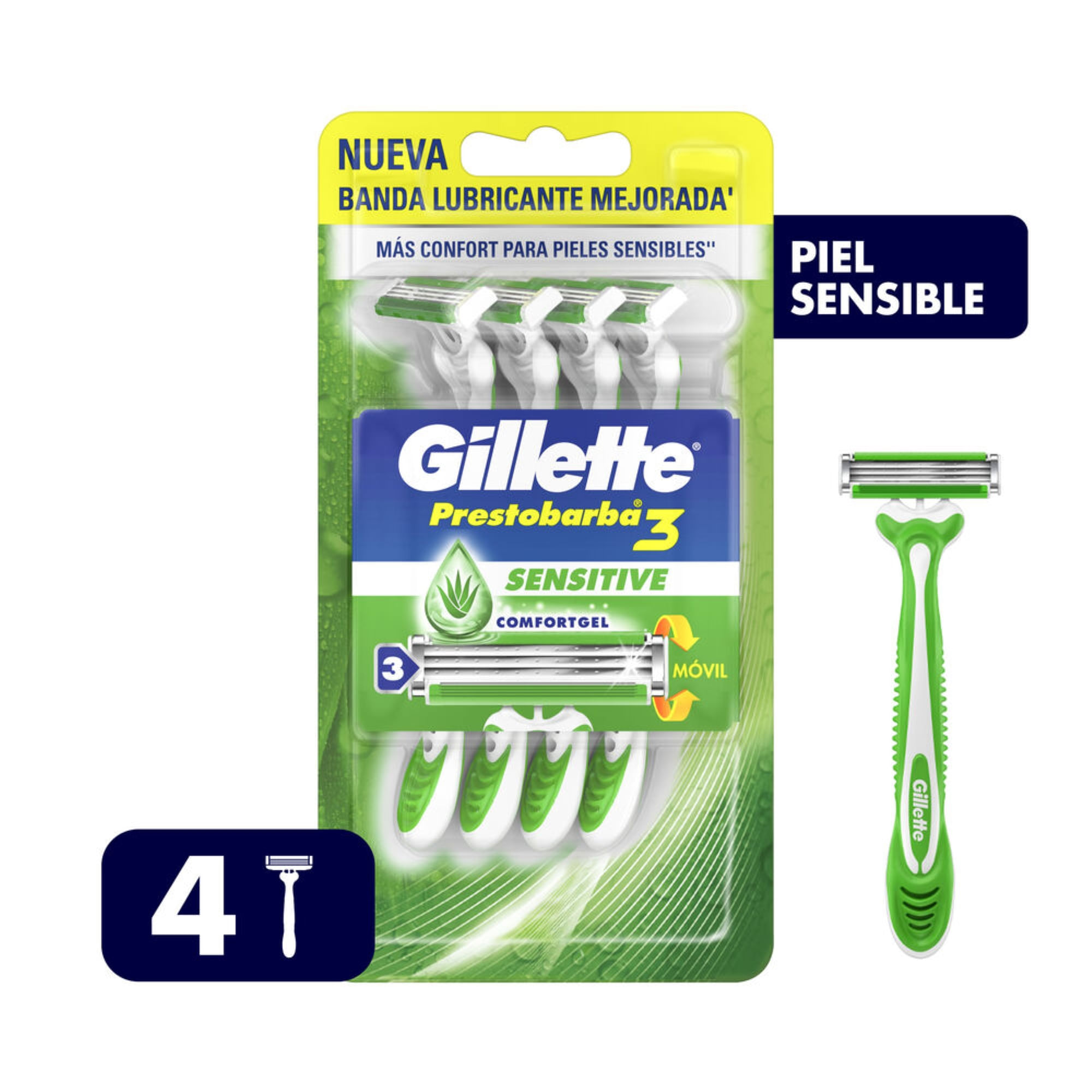 Afeitadora para piel sensible Gillette prestobarba3 sensitive 4 uni ...