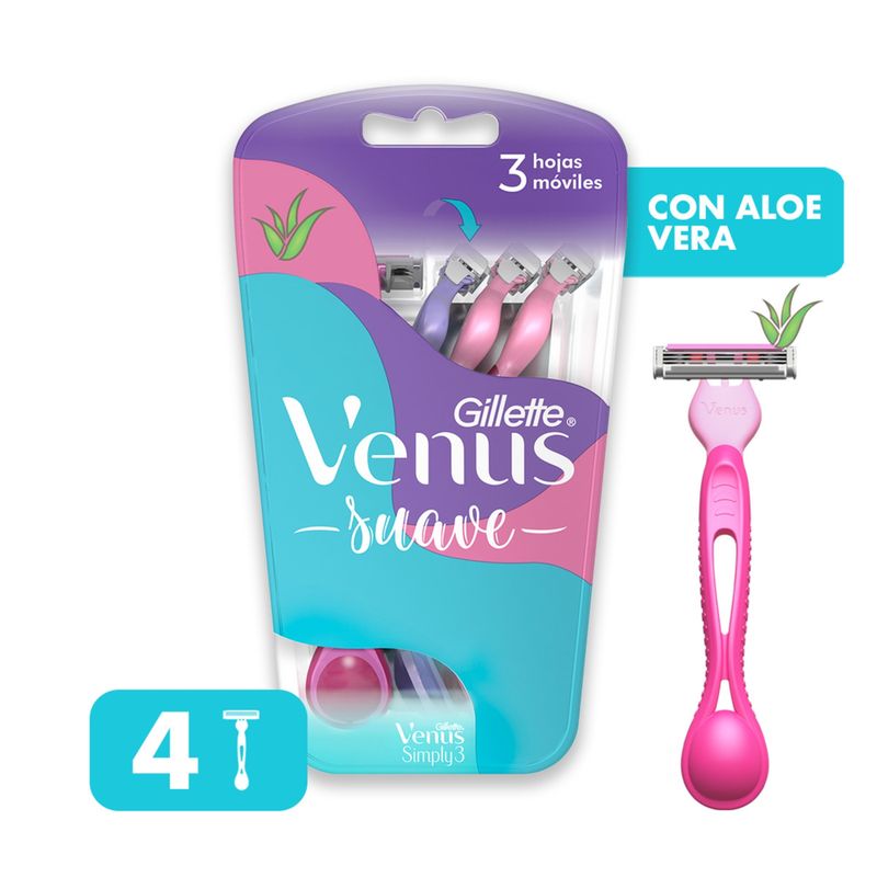 Afeitadora con aloe vera Gillette venus suave x 4 uni - Carrefour
