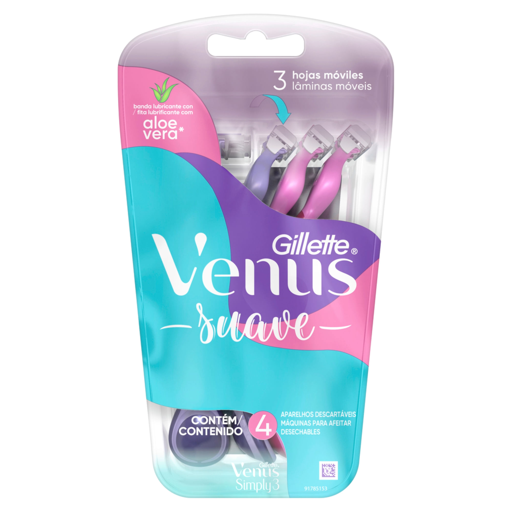 Afeitadora con aloe vera Gillette venus suave x 4 uni - Carrefour