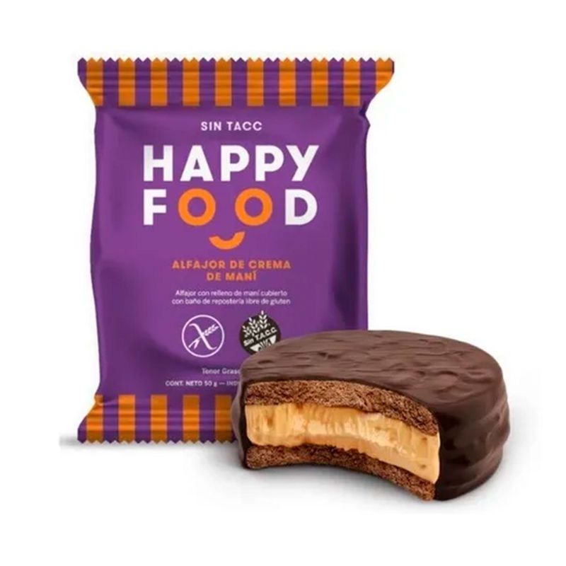 Alfajor Happy food relleno de mani sin tacc 3x 50 g. - Carrefour