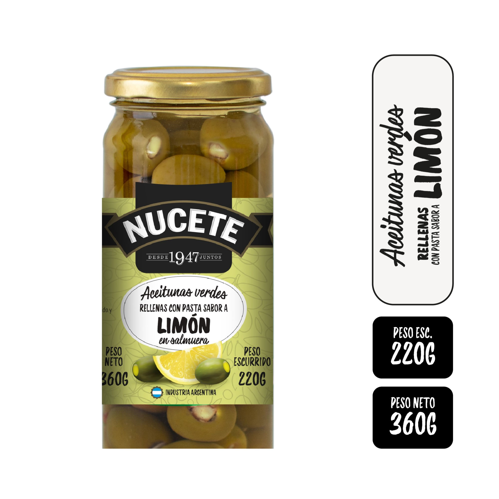 Aceitunas verdes Nucete rellenas con limón en fracco 330 g. - Carrefour