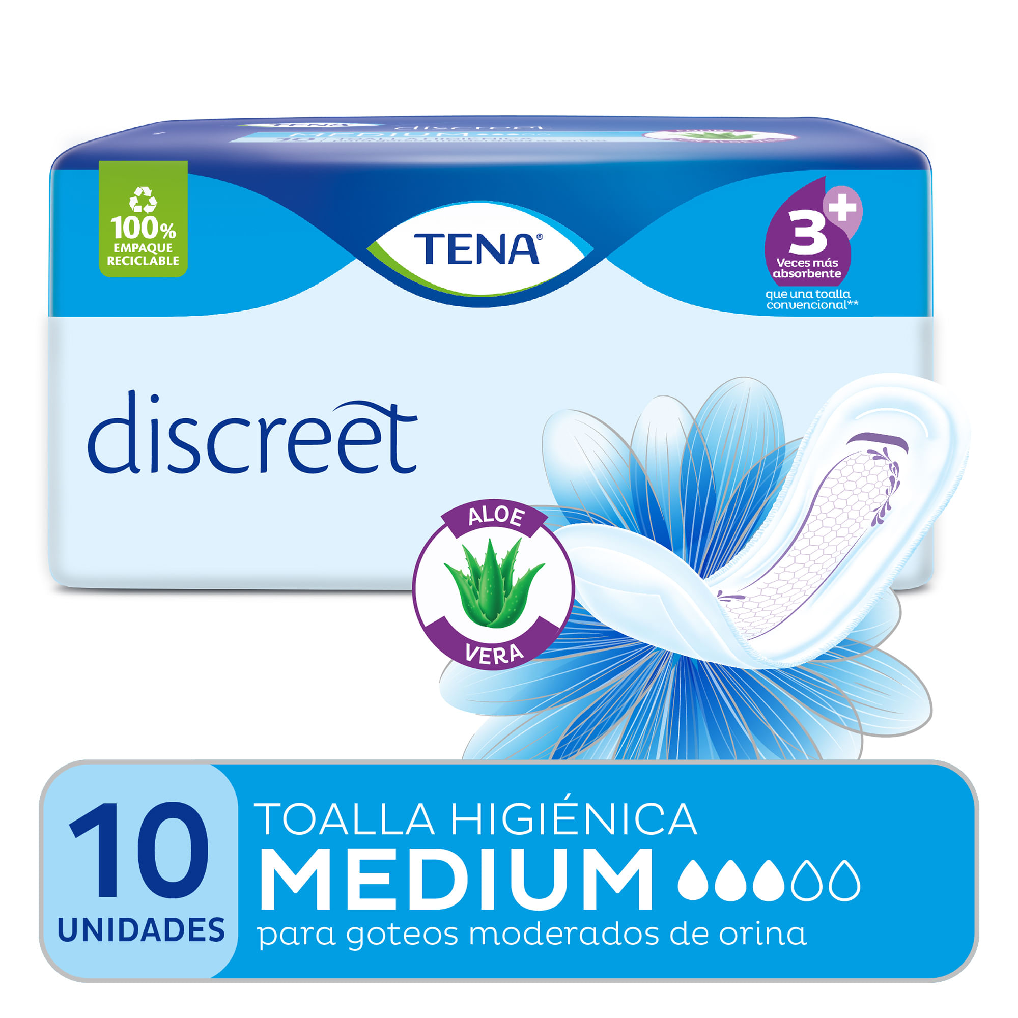 Toalla Tena discreet medium x 10 uni - Carrefour