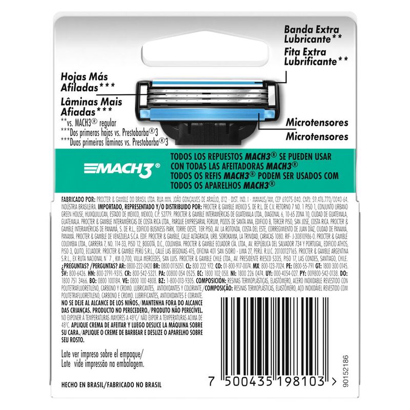 Repuestos de afeitar con extra lubricación Gillette mach3+ 3 uni ...