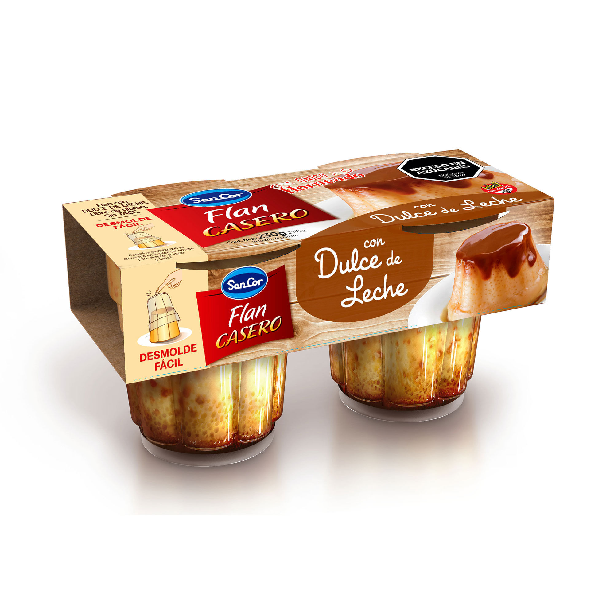 Flan casero Sancor entero con dulce de leche 115 g. x 2 uni - Carrefour