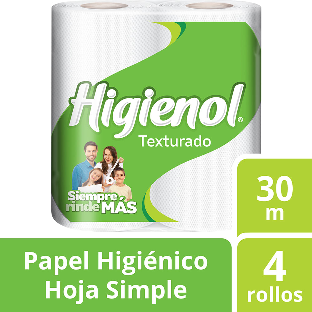 Papel Higiénico Higienol Hoja Simple Texturado 30 Mts X 4 Uni Carrefour