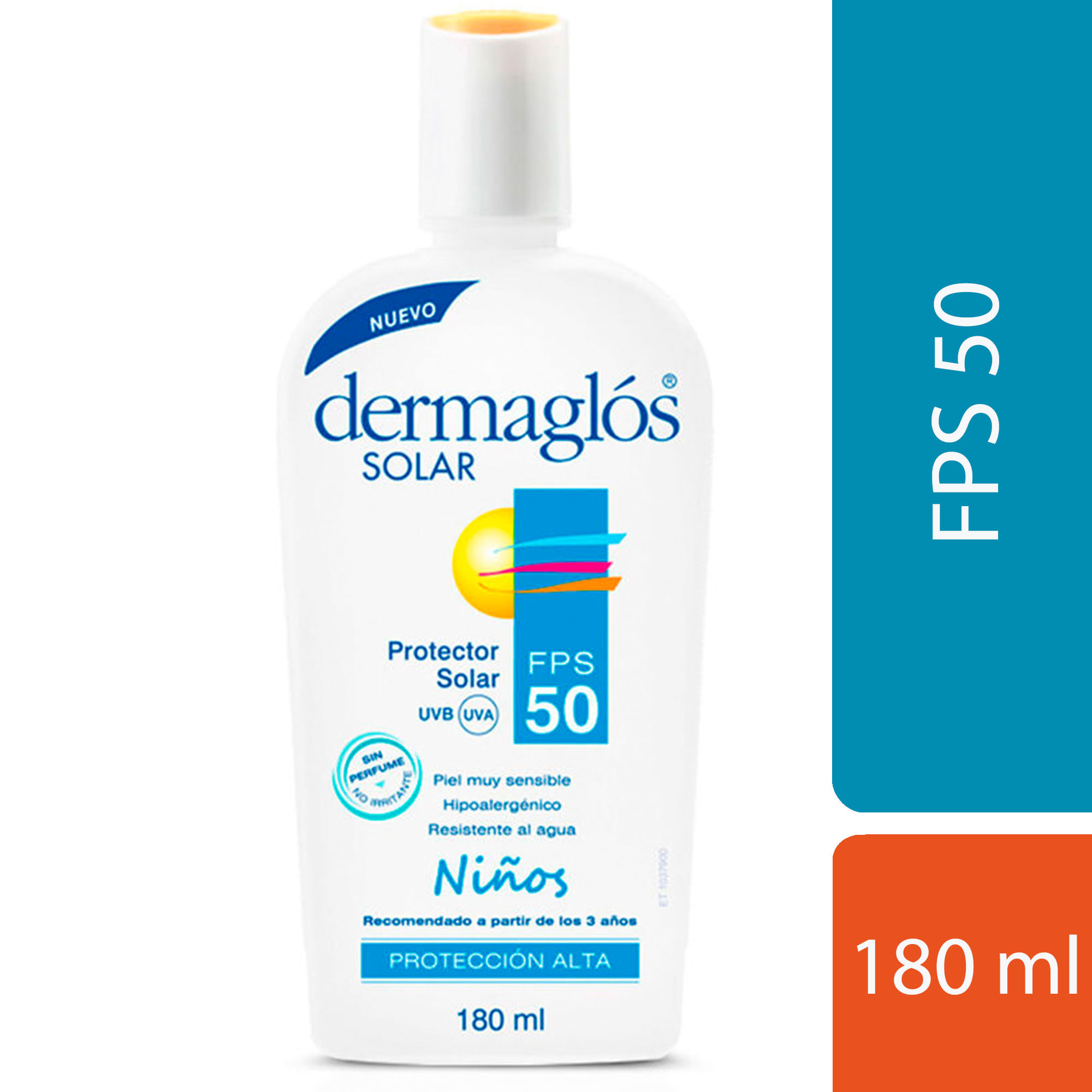 Protector solar FPS 50 Dermaglós niños protección alta 180 cc. - Carrefour