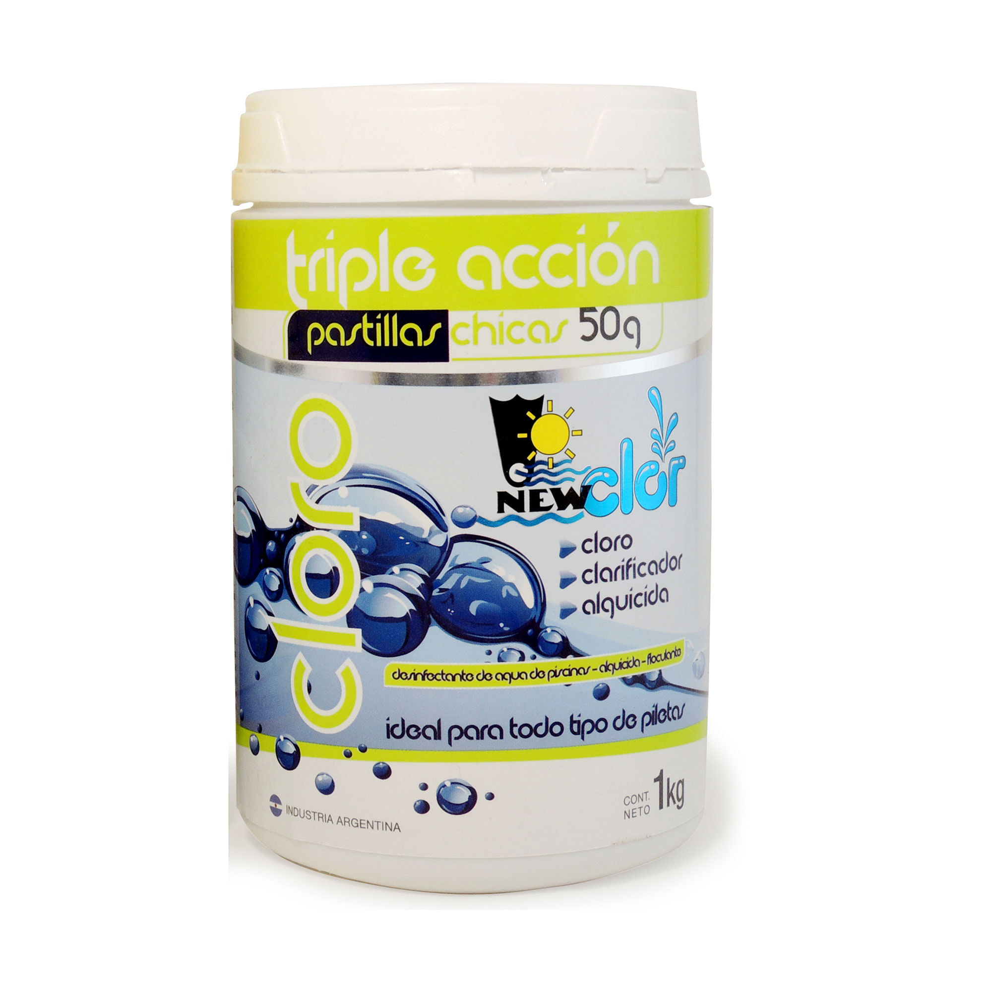 Cloro pastillas New Clor x 50 grs triple acción x 1 kg - Carrefour
