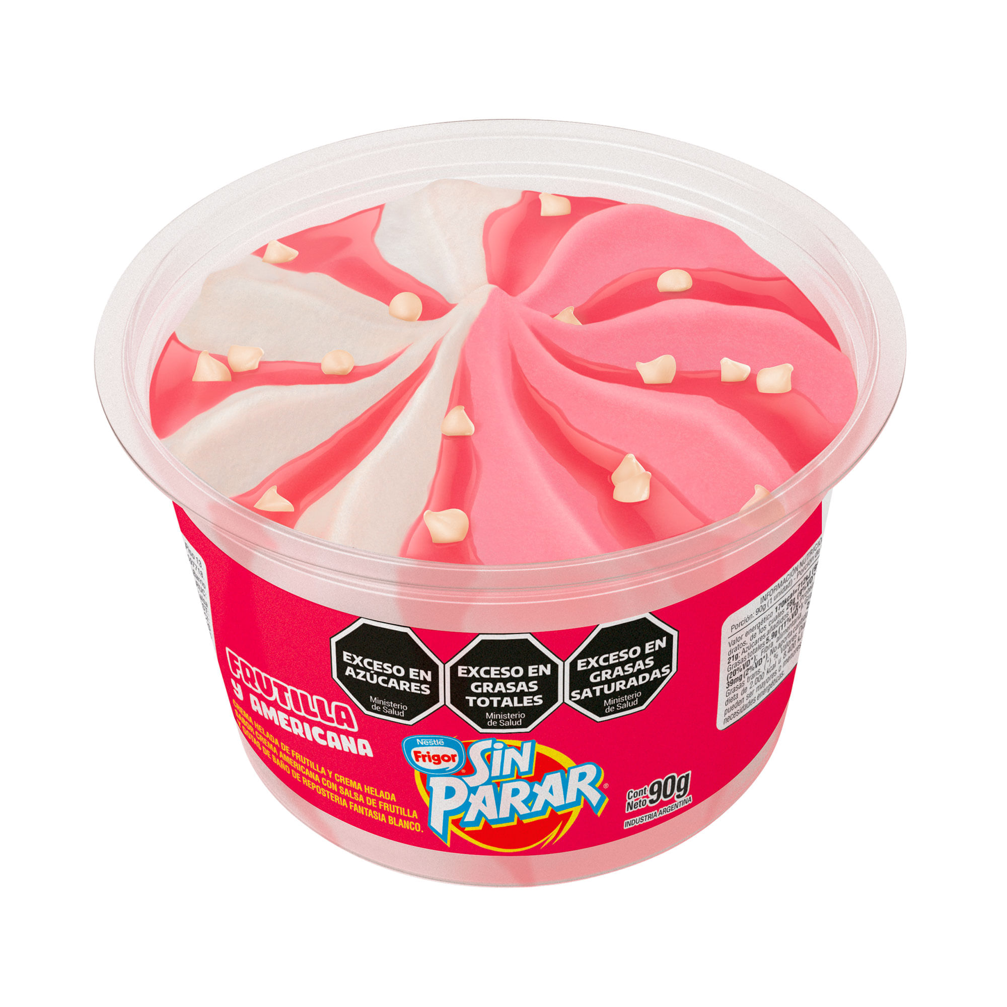Helado Sin parar de frutilla y crema en pote 90 g. - Carrefour