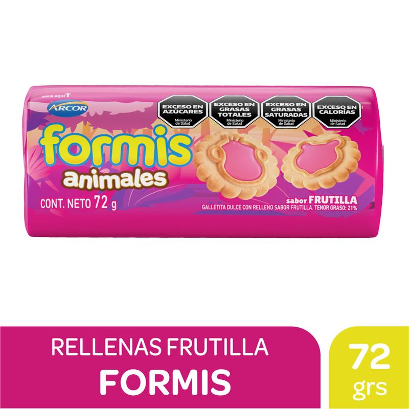 Galletitas Formis vainilla rellenas frutilla 72 g. - Carrefour