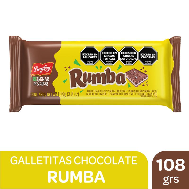 Galletitas Rumba chocolate rellenas vainilla 108 g. - Carrefour