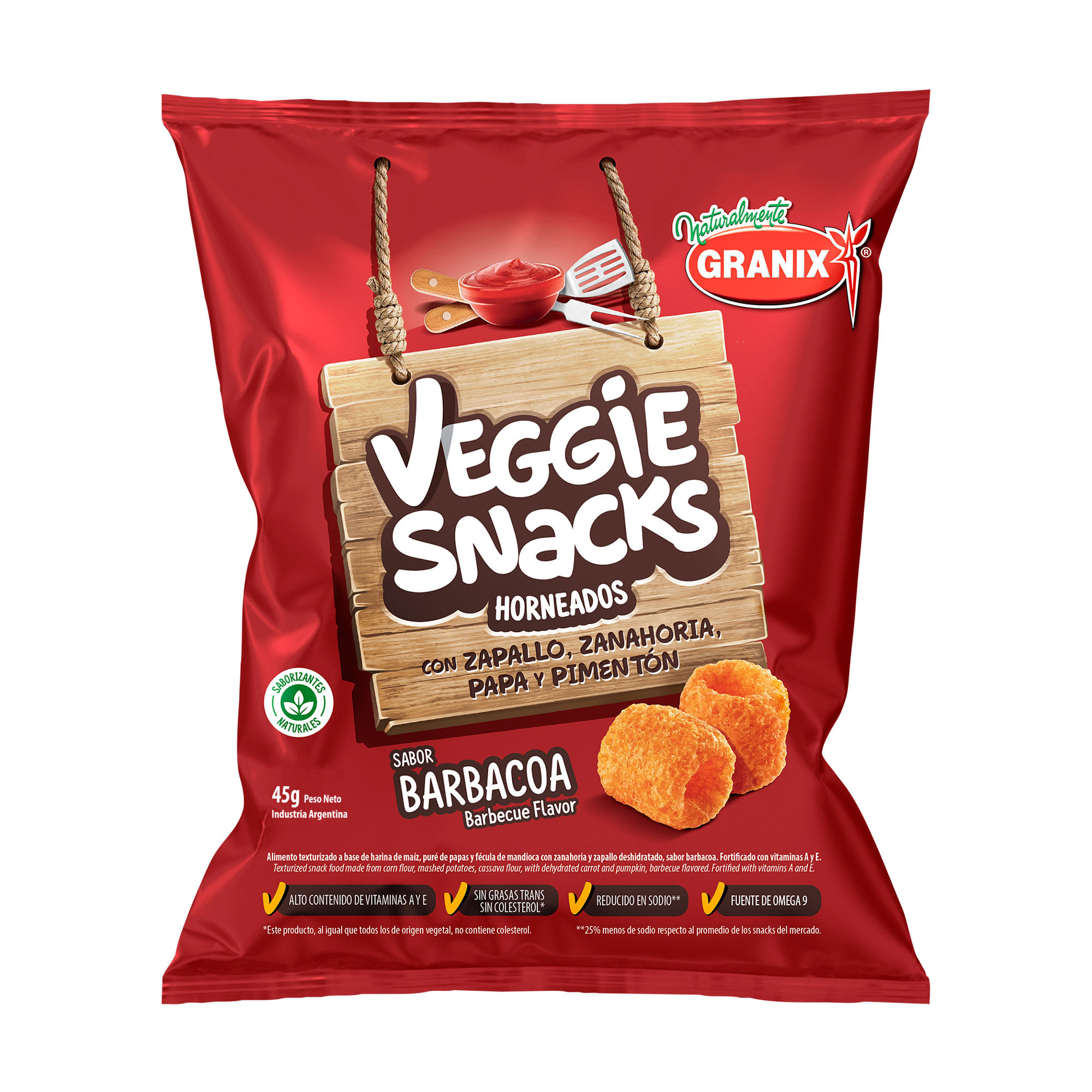 Snacks horneados Granix Veggie snacks barbacoa 45 g. - Carrefour