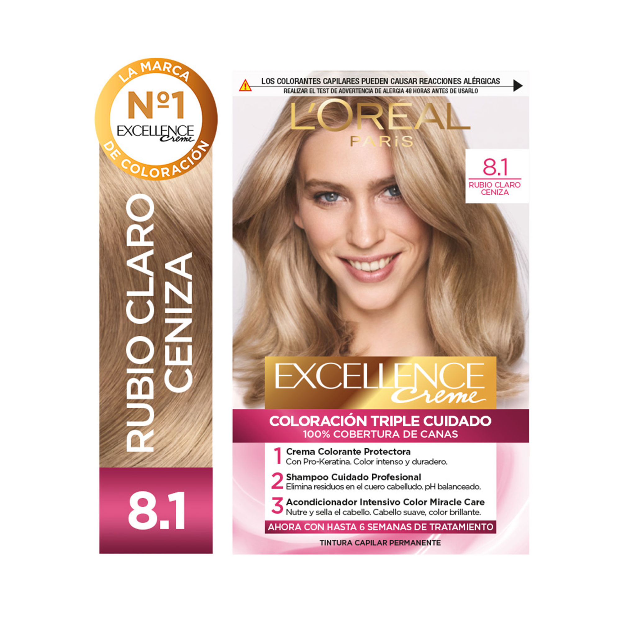 Color permanente Excellence 8.1 rubio claro 1 uni - Carrefour