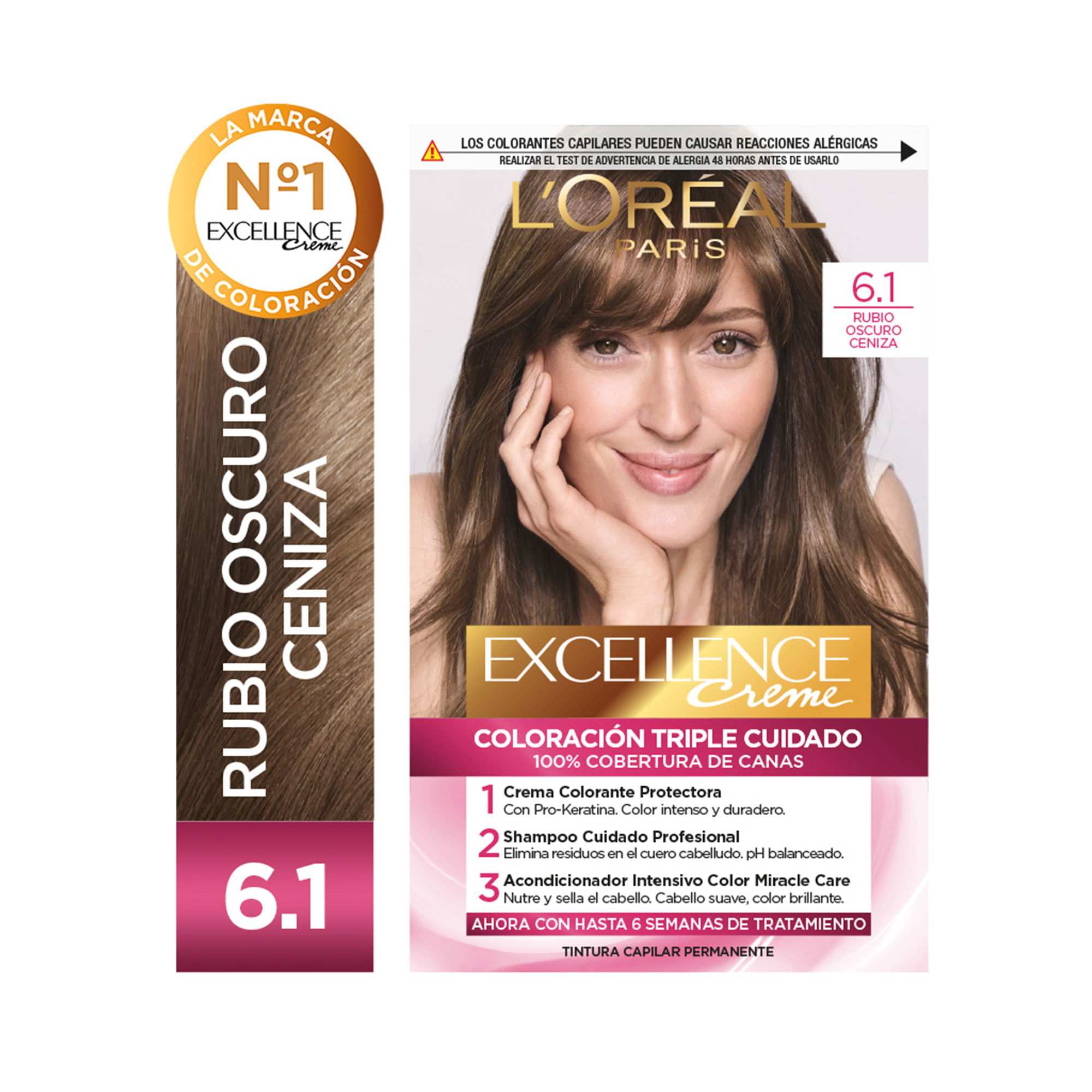 Color permanente Excellence 6.1 rubio oscuro ceniza 1 uni - Carrefour