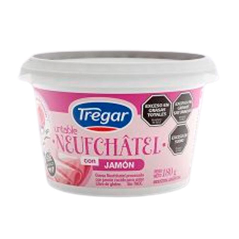 Queso neufchatel Tregar con jamón en pote 180 g. - Carrefour